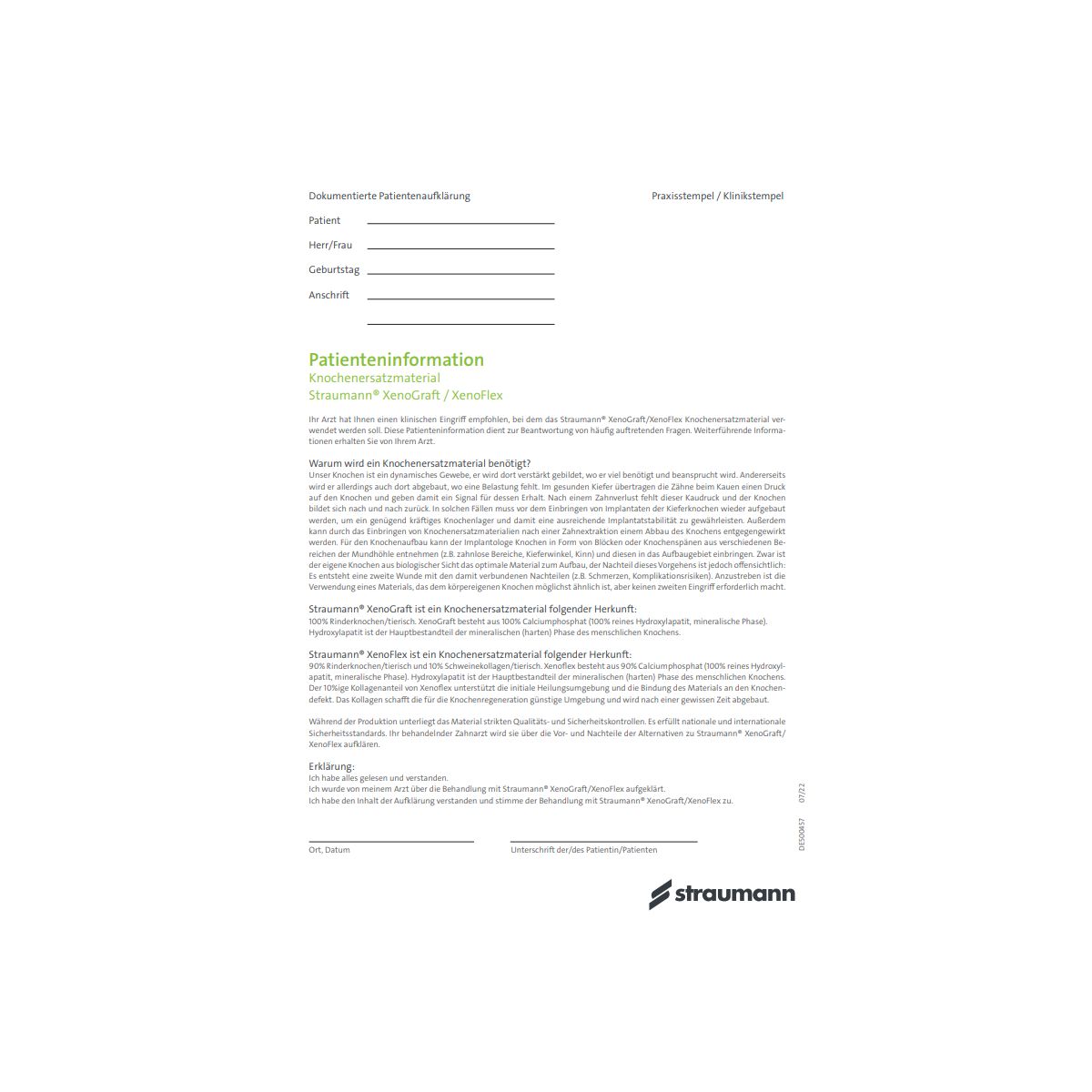 Straumann Xenograft/ Xenoflex Patienteninformation | Straumann Group ...