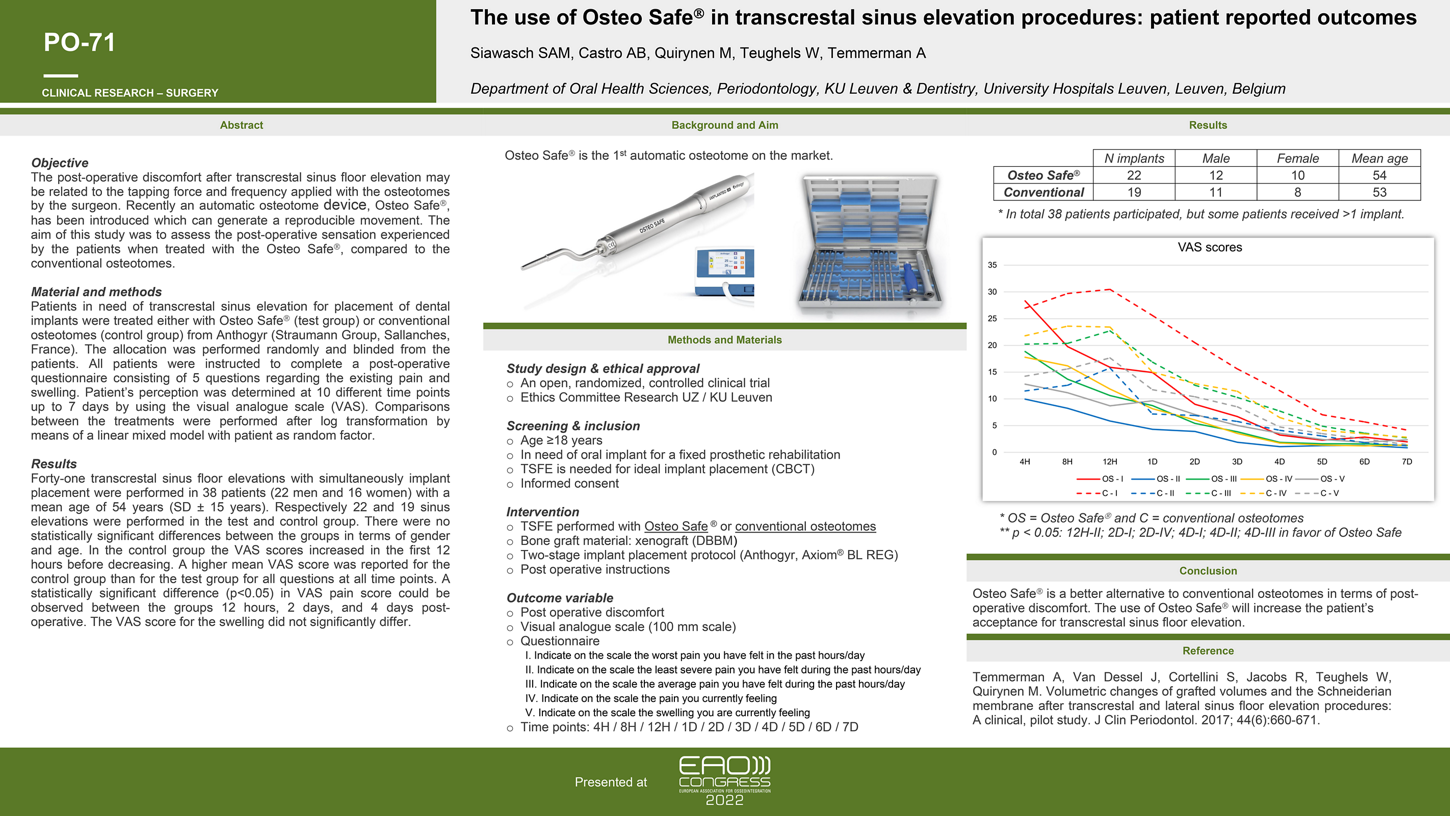 EAO 2022 Congress | Osteo Safe® clinical trial poster | Anthogyr